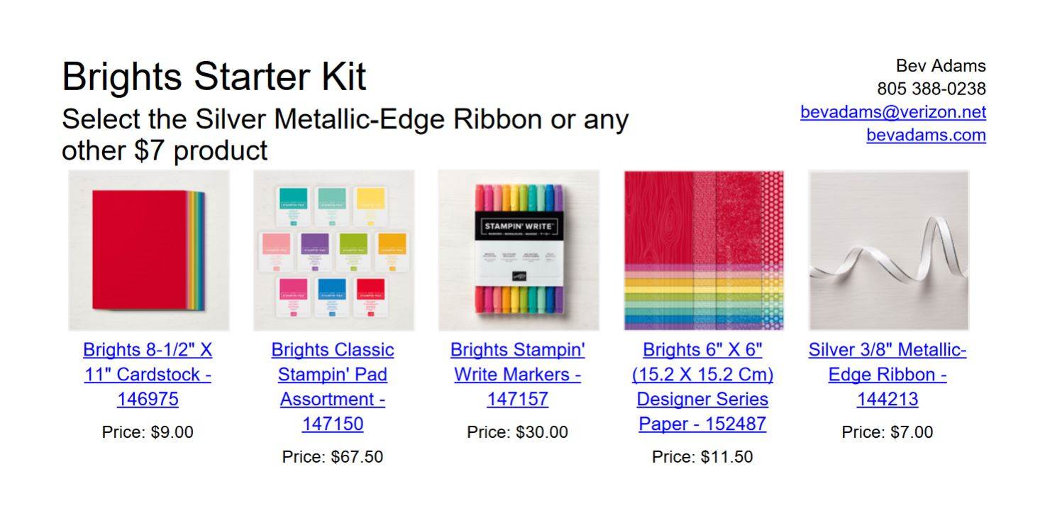 Starter Kit Tips and Suggestions | Bev Adams, Independent Stampin' Up ...